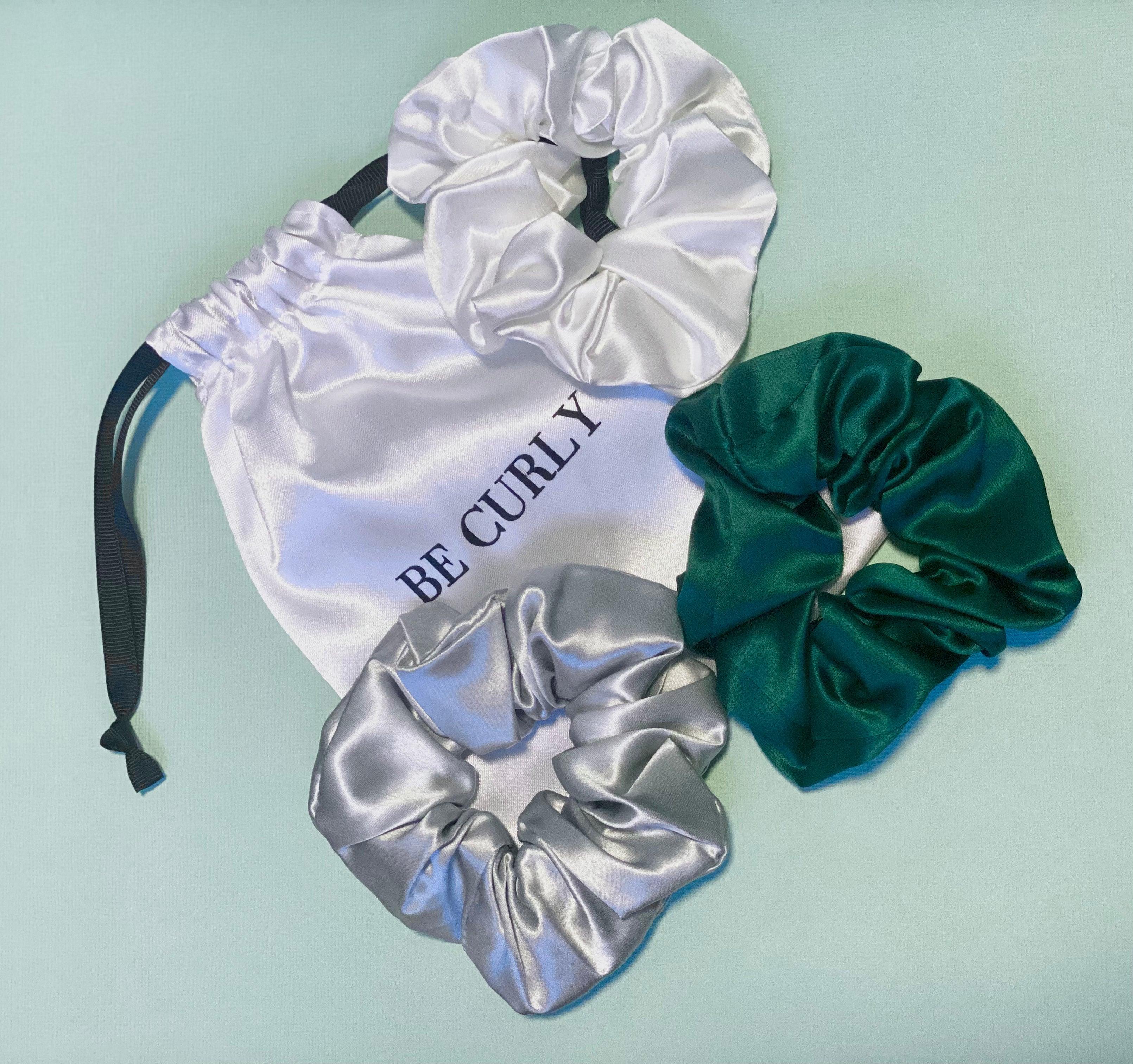 The Silky Set - 100% Mulberry Silk Scrunchies - Designed For Curly Hair ...